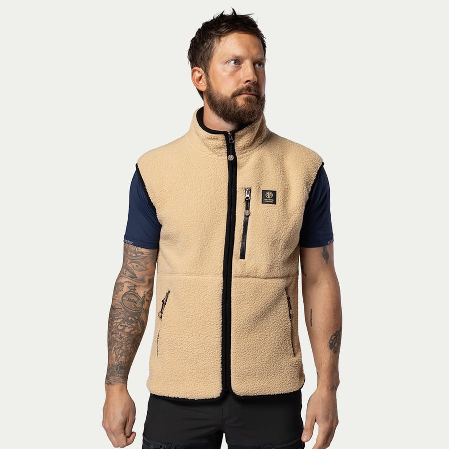 BN309 Retro Pile Vest Men’s Beige – Versatile Core Warmth - Beyond Nordic